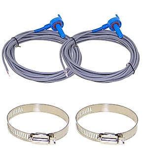 2 Pack 520272 Pool 7790 Temperature Sensor Thermistor Air/Water/Solar 20' Feet Cable for Jandy - Replacement Pool/Spa (10K-ohm Sensor - Includes 2 Pcs 2" Pipe Clamp)