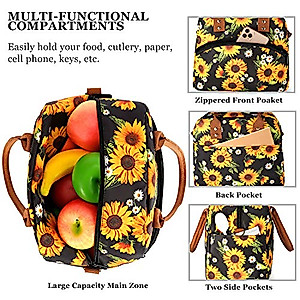 Insulated Lunch Bag Reusable Lunch Box Lunch Tote Bag Cooler Bag with Adjustable Shoulder Strap Food Storage Container Meal Prep Organizer for Women Men Adult Work Picnic - Sunflowers
