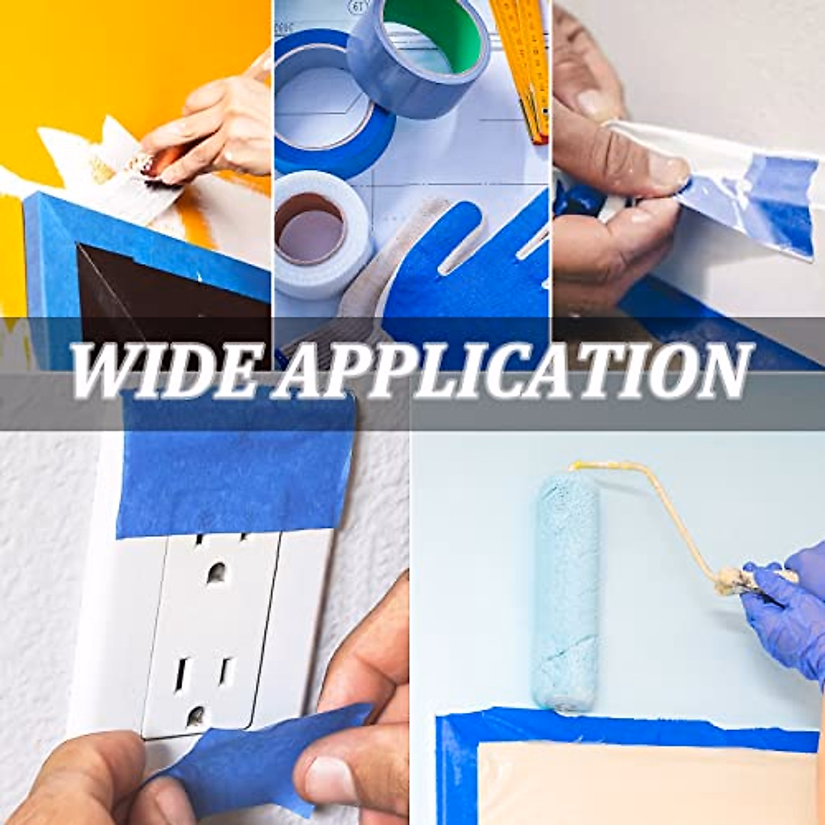 3 Rolls Blue Painters Tape, Multi-Surface Medium Adhesive Paint Tape, Blue Masking Tape for DIY Crafts, Arts, Decorations, Safe Wall Painting, Labeling, Edge Finishing - 1 inch x 22 Yards (66FT)