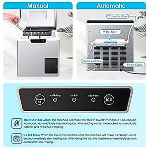 Seeutek 2 in 1 Ice Maker Machine Countertop and Ice Shaver Machine Crushed Ice Maker 18 Cubes/11Mins 44lbs/Day Automatic and Manual Water Filling for Home Office Kitchen and Commercial Use