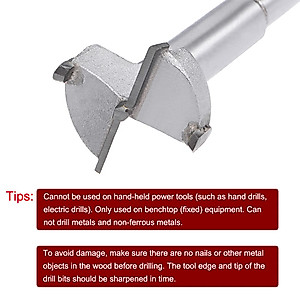 uxcell Forstner Drill Bits 32mm, Tungsten Carbide Wood Hole Saw Auger Opener, Woodworking Hinge Hole Drilling Boring Bit Cutter (Gray)