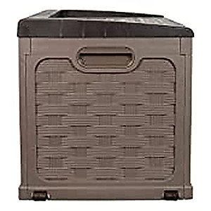 Starplast Sit-On Rattan Style Storage Box: 88 Gallon Outdoor Plastic Bin, Weather & Water Resistant, 45.7 x 22.8 x 22 Inches, 2 Color Options 56-811