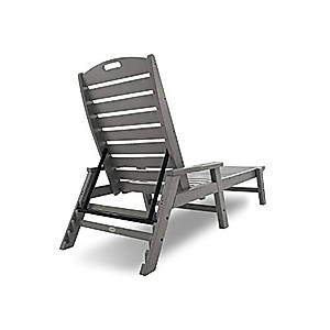 POLYWOOD NCC2280GY Nautical Arms Chaise, Slate Grey & AD4030GY Classic Outdoor Adirondack Chair, Slate Grey