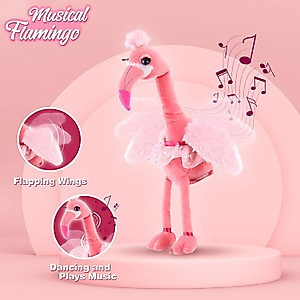 Dancing Flamingo Toy - Interactive Toddler Toys - Cute and Soft Singing Stuffed Live Animals for Baby - Little Live Pets Baby Girl Toys- Stuffed Plush, for Girls and Boys 3+
