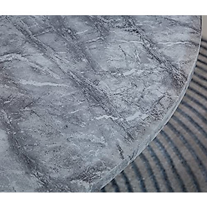 Melpomene 42" Round Marble Table with Chrome Plated Stainless Steel Base for Apartment Dining Room and Kitchen(Grey)