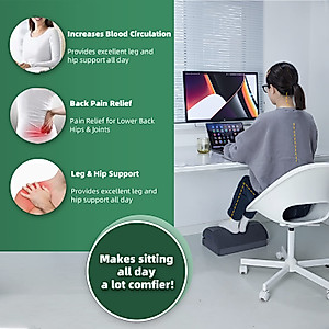 Bejibear Ergonomic Foot Rest for Under Desk at Work, Comfortable Foot Stool with 2 Adjustable Heights, Suitable for Office, Home and Car Footrest, Grey