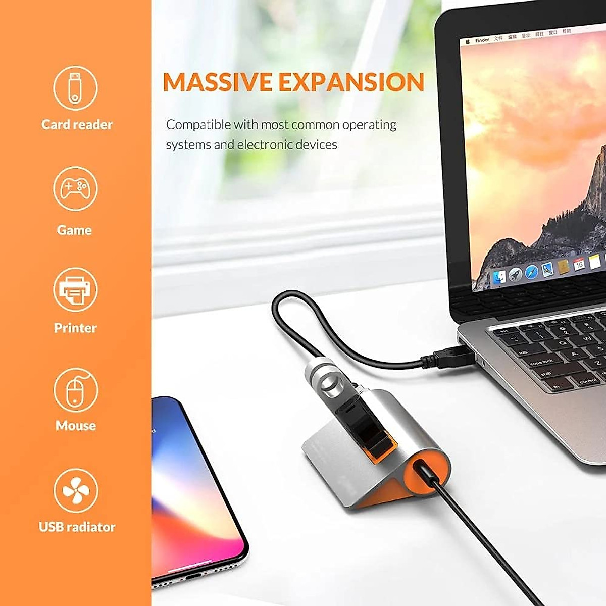 SHYPT Multi-Interface Converter ，USB3.1 Gen2 Hub Aluminum USB Hub PC Splitter 10Gbps Super Speed