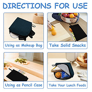 Moyad Reusable Sandwich Snack Bag, Set of 2 Pack Food Storage Pouch Zipper Lunch Bag for Men Women Adults Dishwasher Safe, BPA Free, Compact Snacks Bags for Picnic Work Travel Office (Black)