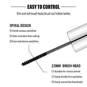 2PCS Ultra Fine Black Mascara,Skinny Mascara,Catching tiny eyelashes,No clumping(2.5mm Diameter)