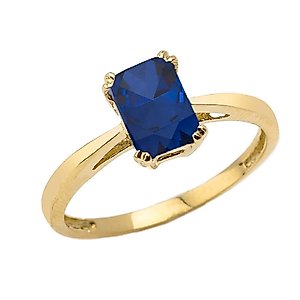 Fine 10k Yellow Gold 1 ct Emerald Cut September Birthstone Statement Ring (Size 8)