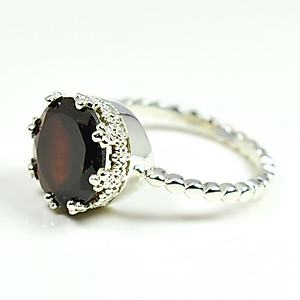 55Carat Genuine Red Garnet Ring Sterling Silver Round Shape Healing January Birthstone for Men & Women