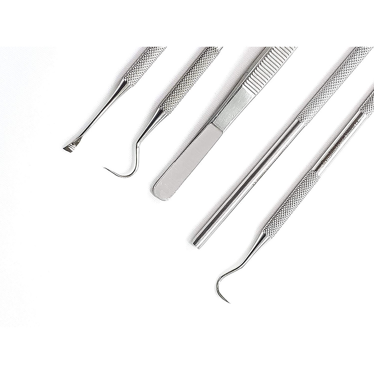 Dental Hygiene set of 5-Stainless Steel Tarter Scraper/Scaling Remover, Dental Toothpick, Mouth Mirror Scaler Tweezer For Calculus &Tartar Removal-Dentists Set is Ideal for Personal Use & Pet Friendly