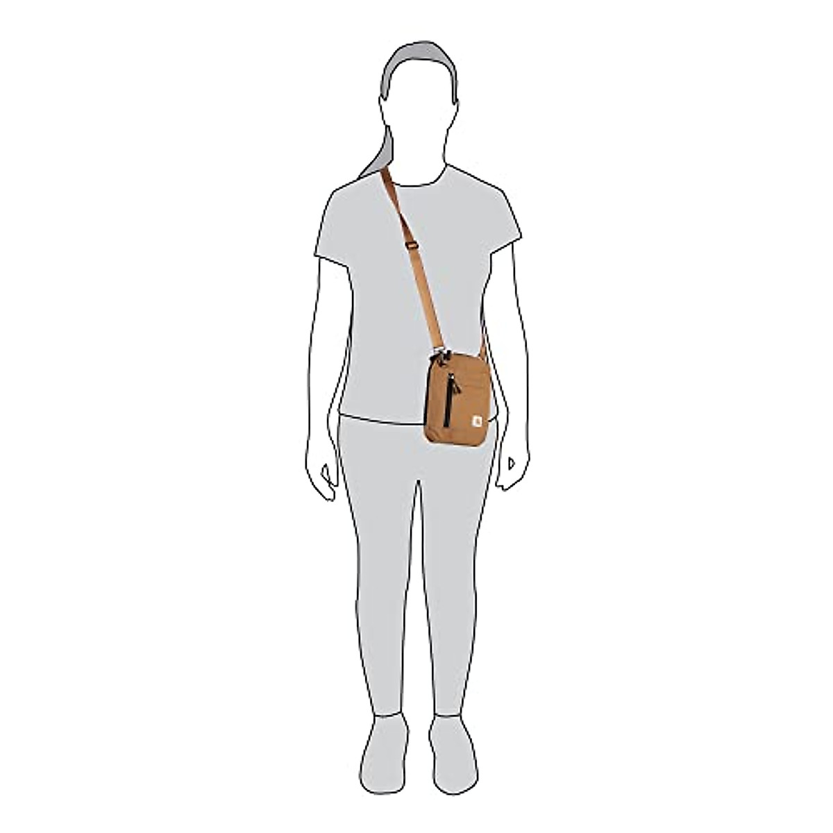 Carhartt Nylon Duck, Water Resistant Wallet with Adjustable Crossbody Strap, Brown