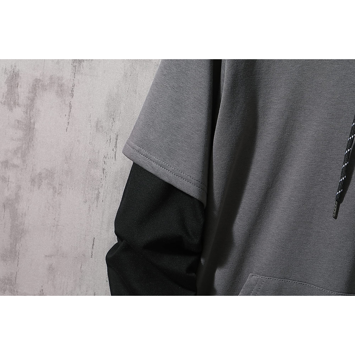 GURUNVANI Contrast Color Pullover Hoodie Mens Patchwork Hoodies Men