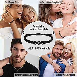 Initial Bracelet Braided Bracelets for Women Teen Gifts Letter Charm C&J Handmade Cuff Best Friend Birthday Gifts for Girlfriend Boyfriend Husband Christmas Jewelry