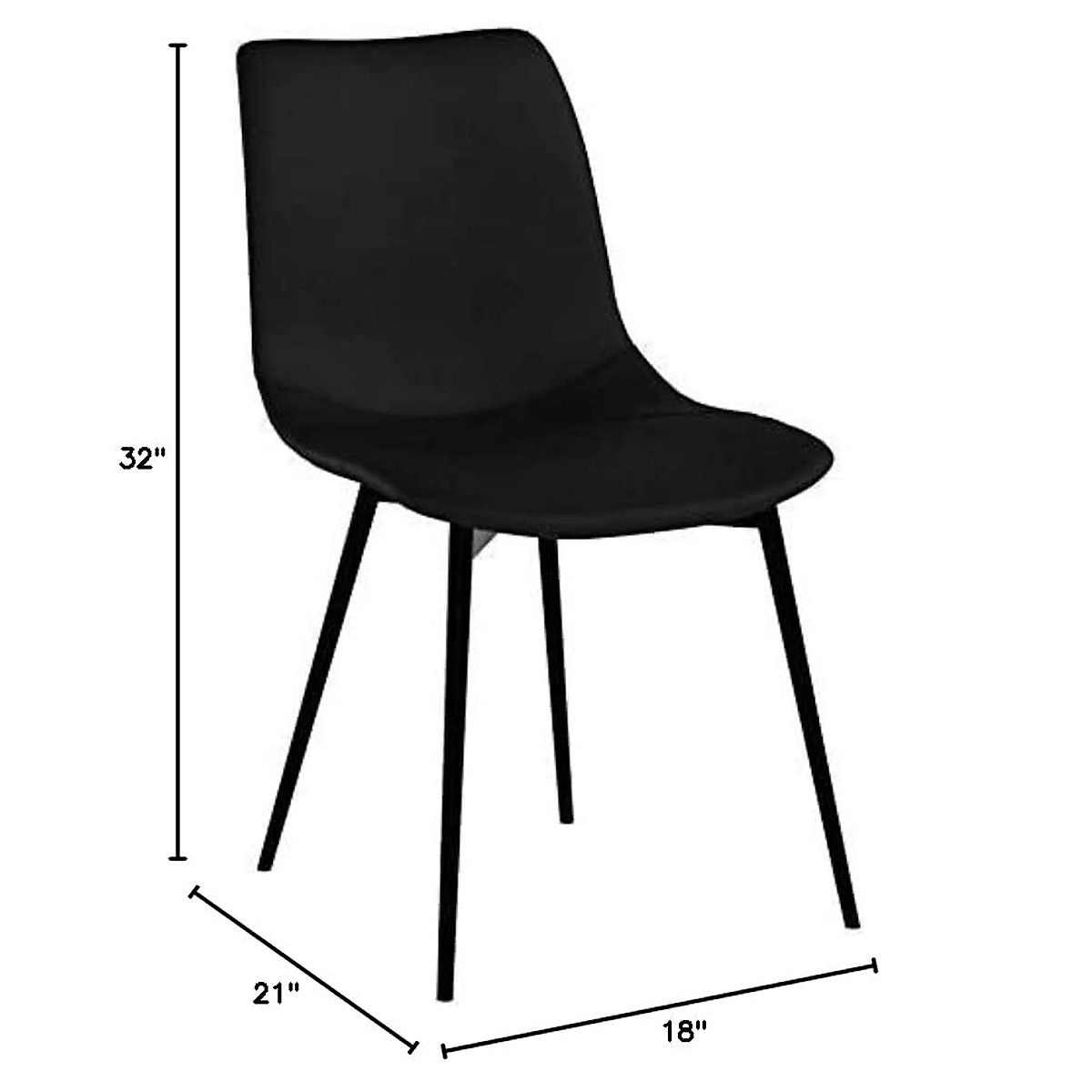 Armen Living Monte Dining Chair in Black Faux Leather and Black Powder Coat Finish,LCMOCHBLACK, Black