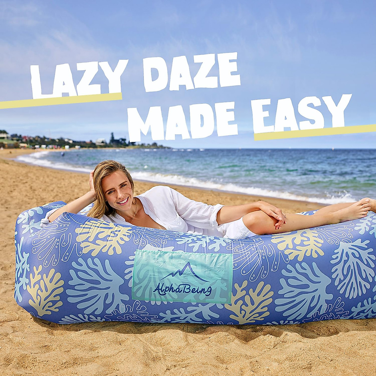 AlphaBeing Inflatable Lounger Beach Chair Accessories, Air Sofa Hammock Inflatable Couch for Camping Backyard Lakeside with Compression Sacks, Ideal Outdoor Gifts for Adults