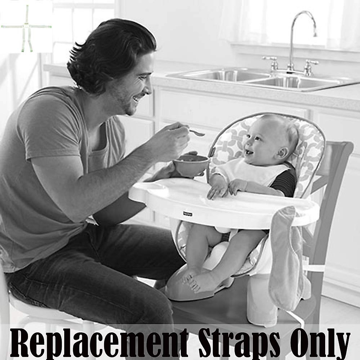Replacement Parts for Space Saver High Chair - Fisher-Price Spacesaver High Chair CLR40 - Replacement Straps ~ 2 Waist Straps, 2 Shoulder Straps, and 1 Crotch Strap