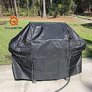 QuliMetal 19.5" 62752 Grill Burner and 7130 Grill Cover for Weber Genesis 300 Series (2011-2016) with Front Control Panel