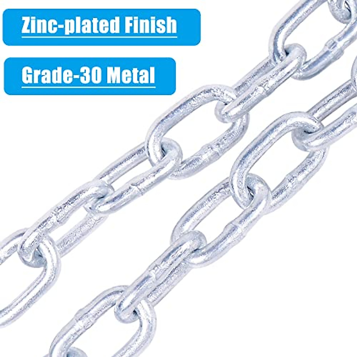 Tnyeobae 48" Trailer Safety Chain with 3/16" Spring Hook,Grade-30 Metal Safety Chain Kit 2000 lbs(Pack of 2)