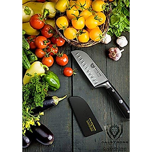 Dalstrong Santoku Knife - 5 inch - Gladiator Series Elite - Forged German High Carbon Steel - Black G10 Handle Kitchen Knife - Asian Vegetable Cooking Knife - Sheath Included - NSF Certified