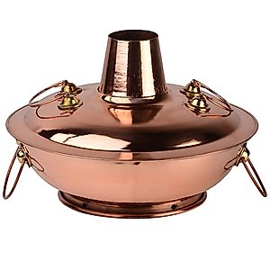Chafing Dishes Dutch Oven for Bread Making Thickened Gas Copper Hot Pot Liquefied Gas Cassette Tableware Metal Copper Fire Boiler Home Shabu-shabu Hot Pot (Color : Brass, Size : 34cm)