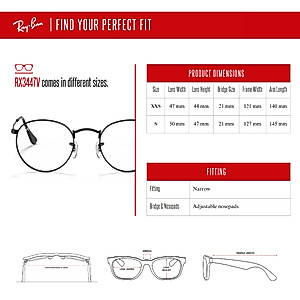 Ray-Ban RX3447V 2503 50MM Matte Black Round Eyeglasses for Men for Women + BUNDLE With Designer iWear Eyewear Kit