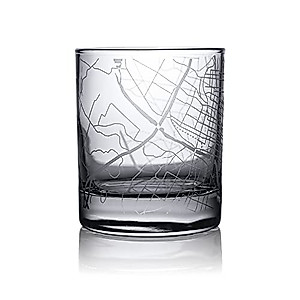 Austin City Map Whiskey Glass, Unique Gift, 10.5 oz