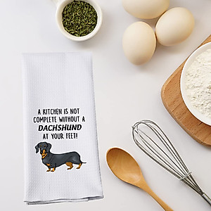 PWHAOO Dachshund Kitchen Towel Dachshund Owner Kitchen Decor Dachshund Mom Towel Dachshund Lover Gift (Without A Dachshund T)