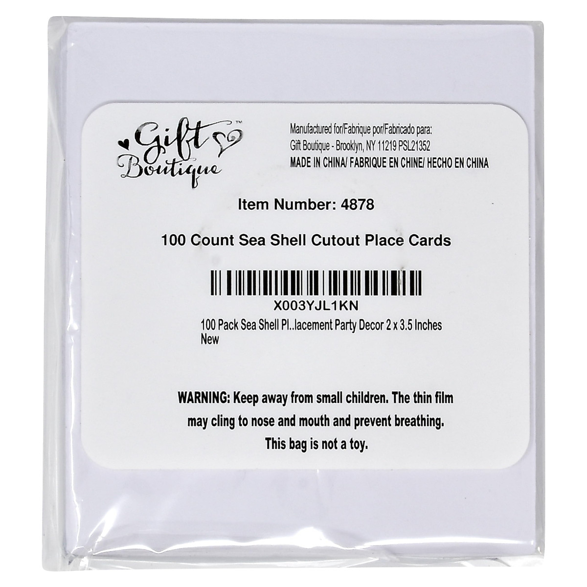 Gift Boutique 100 Pack Sea Shell Place Cards Beach Wedding Seating Name Table Setting Folded Tent Cards for Sea Shells Ocean Pool Baby Shower Dinner Spring Weddings Tables Party Decor 2 x 3.5 Inches