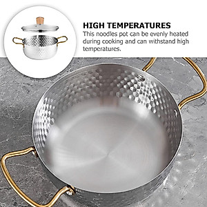 Vaguelly Small Stainless Double Handle Pot Big Pot Ramen Pot Korean Copper Pot Korea Ramen Pot Pan with Lid Korean Ramen Noodle Pot Korean Pot for Ramen Instant Noodle Pot Steel Shin Ramen