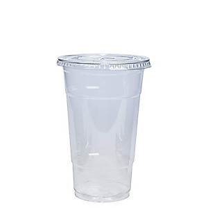 Comfy Package [100 Sets - 24 oz.] Crystal Clear Plastic Cups With Flat Lids