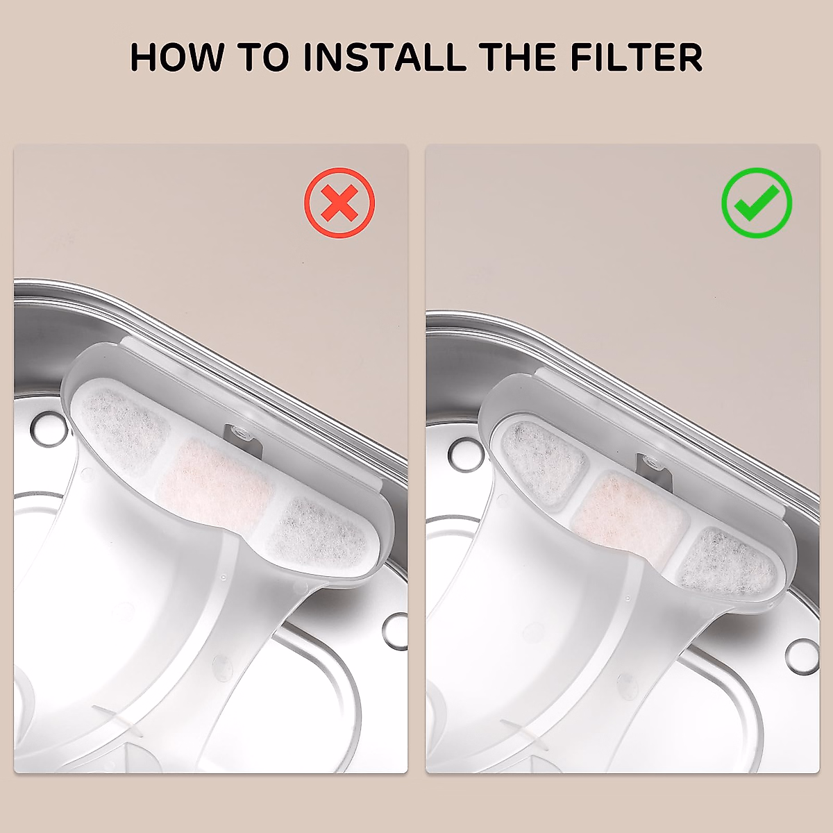 iPettie Water Fountain Filters Kits for Twins Cat Water Fountain Stainless Steel with Two Spouts, IP-WF-S05-F4, 4 x Carbon Filter, 4 x Sponge Filter