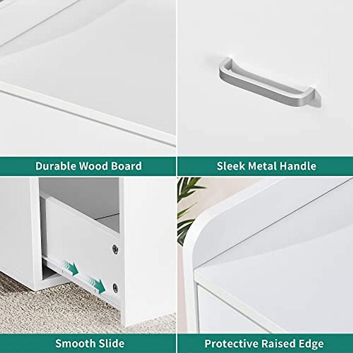 YITAHOME 2 Drawer File Cabinet with Charging Station, Large Lateral Filing Cabinet for Home Office, Whit