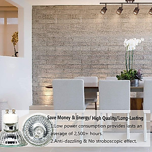 PaeorRorL GU10 Halogen Light Bulbs,6 Pack 120V 50W Dimmable MR16 GU10 Base Bulb with Glass Cover,GU10+C Halogen Light Bulbs for Track&Recessed Lighting,Long Lasting Lifespan,Warm White