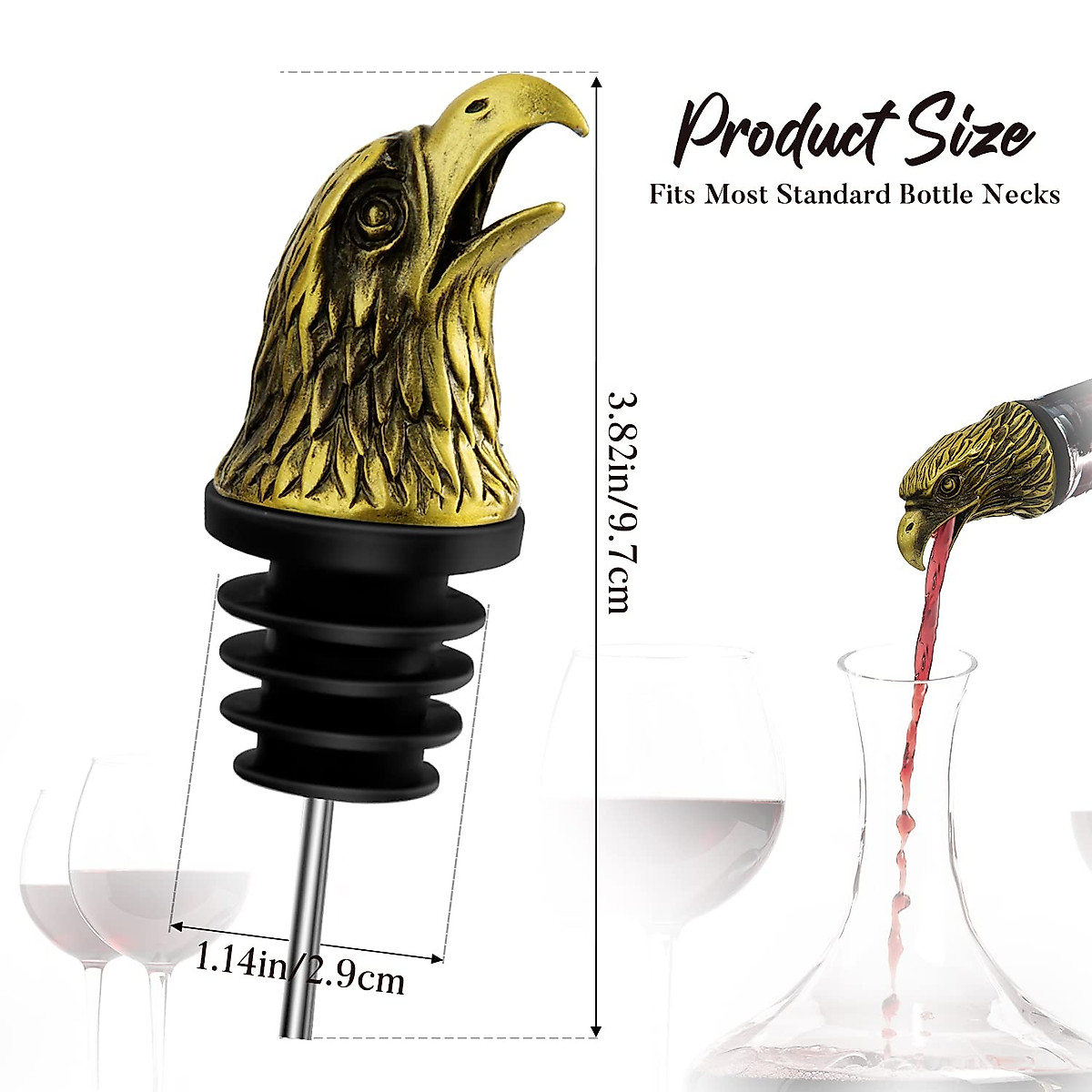 Lion Wine Pourer for Wine Bottles, Stainless Steel Animal Bar Liquor Bottle Pourer Liquor Pour Spout for Liquor Bottles, Speed Pourer Wine Areator Spout Bottle Pourer for Alcohol (Eagle Head)