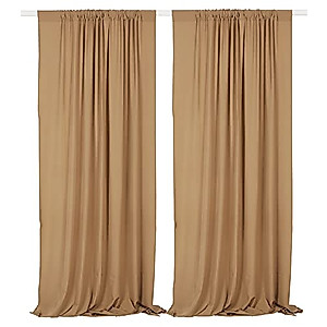 SHERWAY 2 Panels 4.8 Feet x 10 Feet Gold Brown Photography Backdrop Drapes, Thick Polyester Window Curtain for Wedding Party Ceremony Stage Decoration