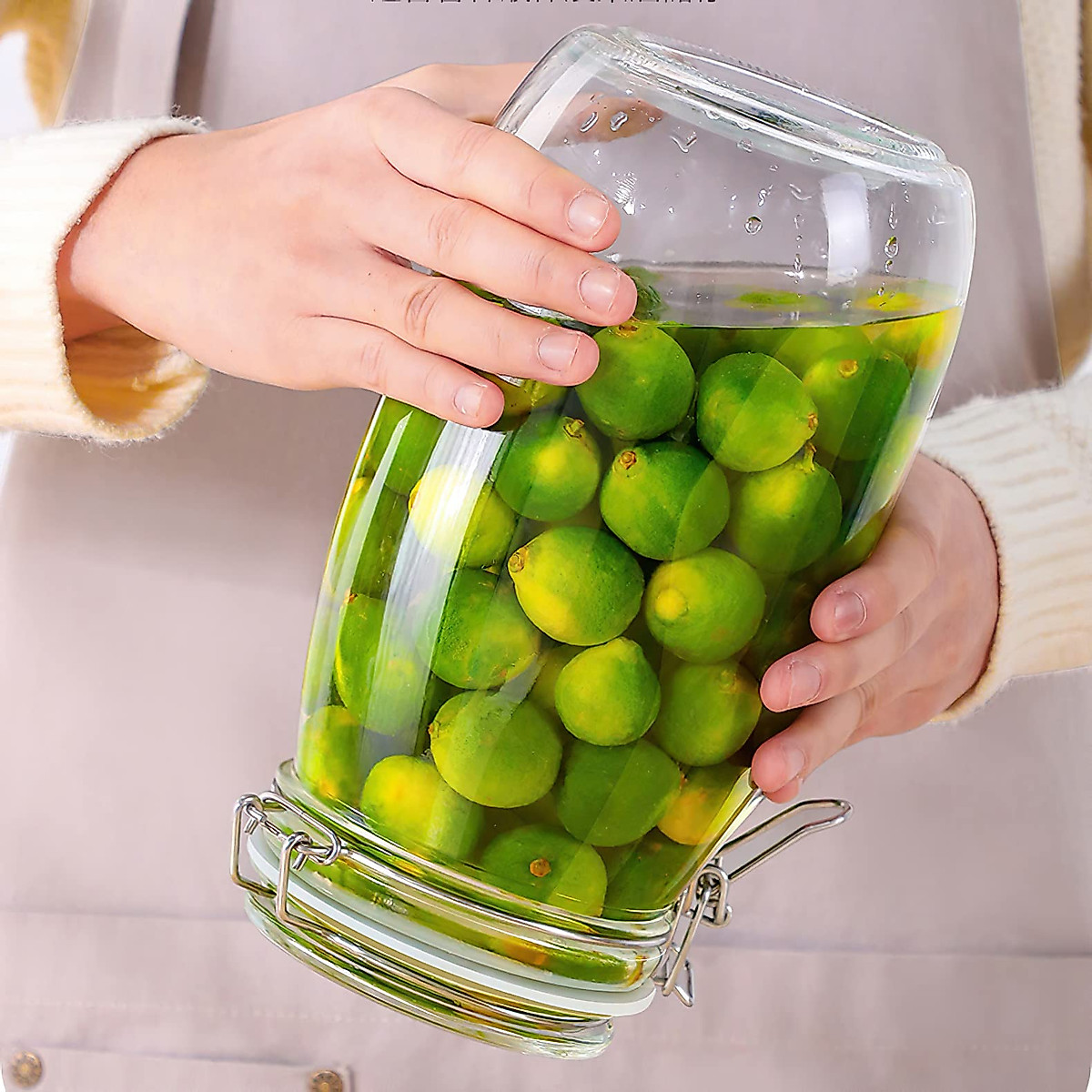 Kingrol 3 Pack 50 oz Clear Glass Jars with Airtight Seal Lids, Wide Mouth Food Storage Canisters for Kitchen Pantry Countertop Organization