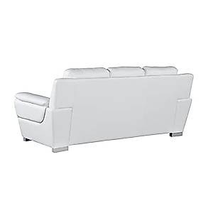 Blackjack Furniture Binion Leather Match Upholstered Modern Living Room Sofa, White