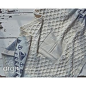 Irish Blanket 100% Merino Wool Throw Honeycomb Knit Couch Sofa Made in Ireland 42" x 62"