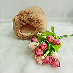 TOPINCN Hamster Bed, Winter Warm Cushion Fleece Hanging Cage Cute Hamster House Pet Nest Cute Cartoon Soft Warm House Hamster Mouse Small Animal Cave Home Hammock (Dark Brown)