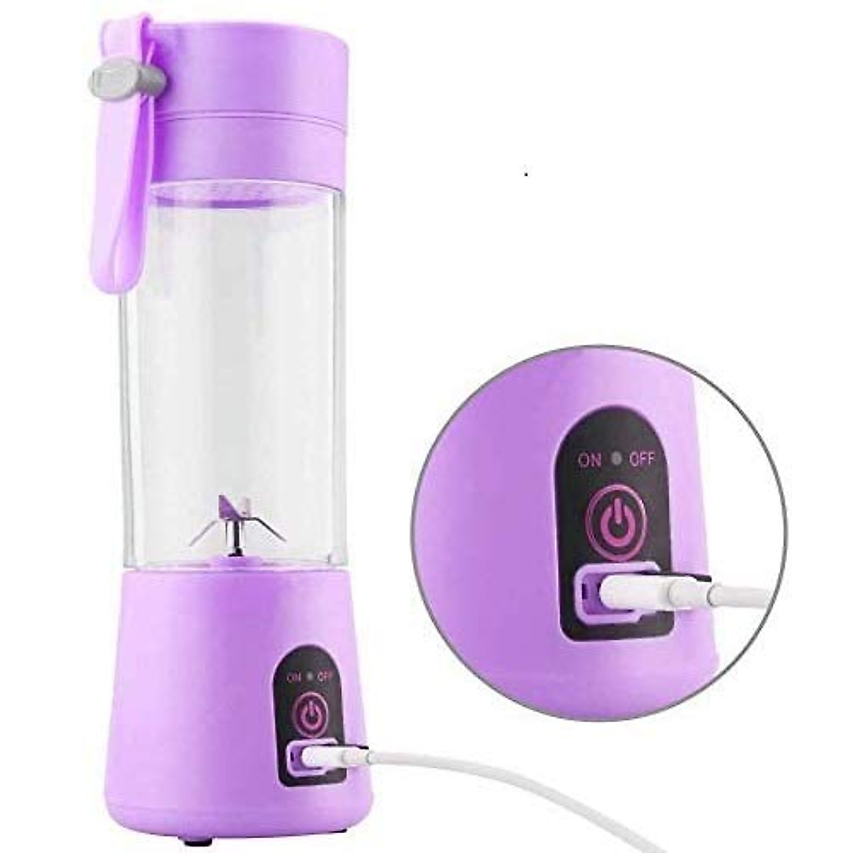 Aizbao Portable Blender, 380ml Six Blades 3D Juice cup, Small Fruit Mixer, Personal Mixer Fruit Rechargeable with USB, Mini Blender for Milk Shakes, Smoothie, Fruit Juice (Purple)