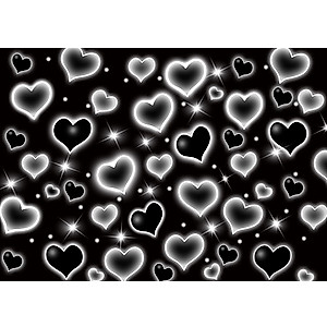 Black Heart Early 2000s Backdrop Love Heart 90s Old School Photography Background Sweet 16th 18th 21th 30th Women Men Happy Birthday Party Decoration 7x5FT