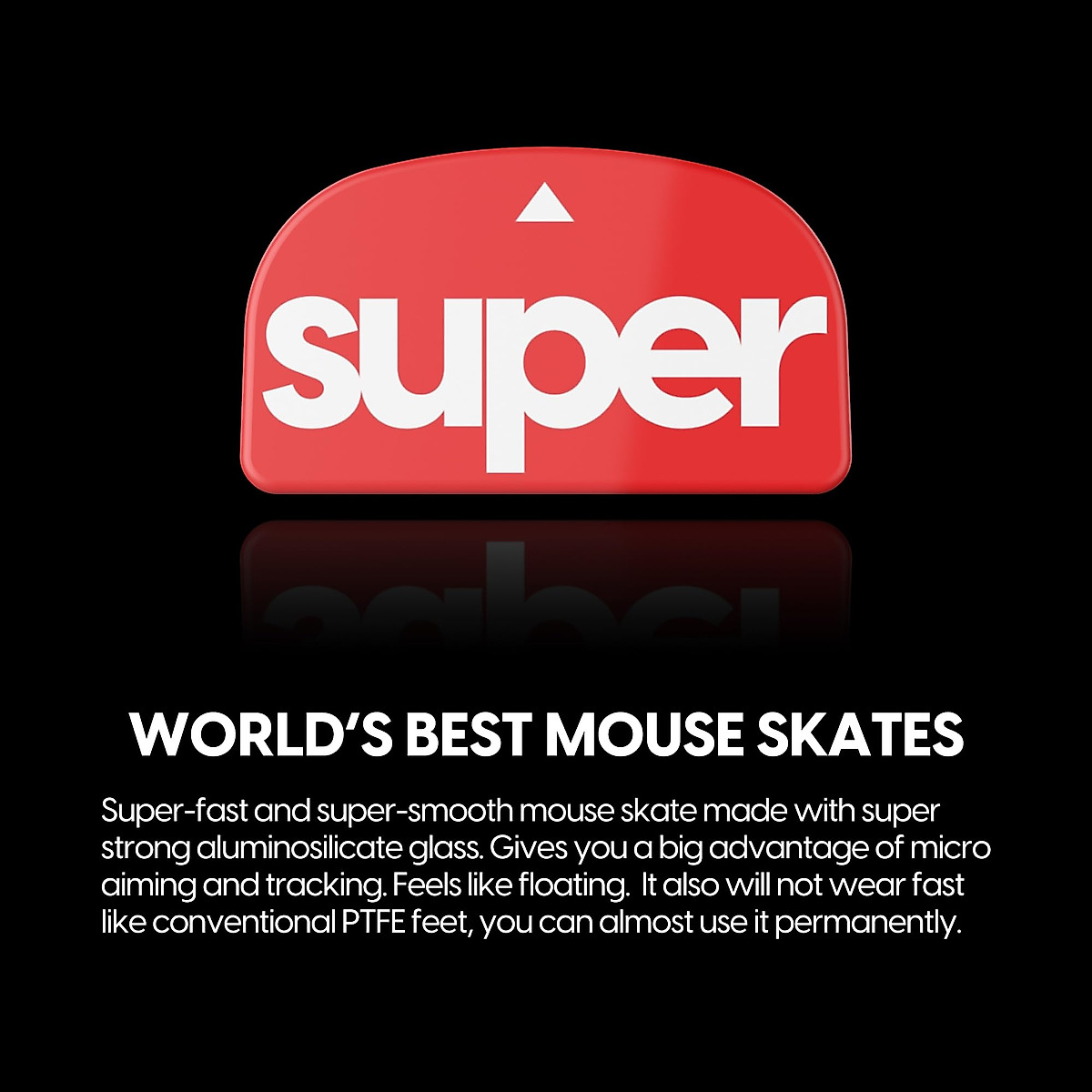 Superglide2 - New Controllable Speed Textured Surface Smoothest Mouse Feet/Skates Made with Ultra Strong Glass Smooth and Durable Sole for Logitech G Pro X Superlight1 [Red]
