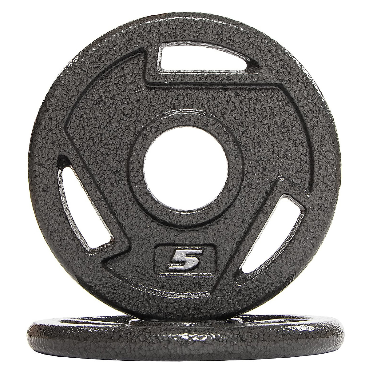 Signature Fitness Cast Iron Plate Weight Plate for Strength Training and Weightlifting, 2-Inch Center (Olympic), 5LB (Set of 2)