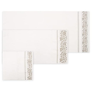 GOLD TEXTILES Fantasy Collection Premium Bathroom Towel Set Includes Bath Towel (27x54) - Hand Towel (16x30) 2 washcloths (13x13) - Perfect for Gift, Home, Hotel –Lightweight (White, Amania)