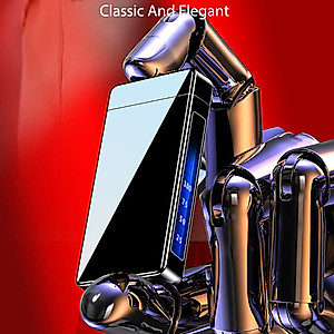 Dual Arc Plasma Lighter Windproof USB Rechargeable Flameless Lighter with LED Battery Indicator and Touch Sensor Switch (ICE Black)