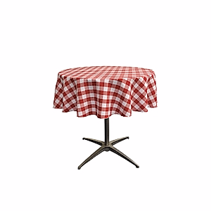 LA Linen Gingham Tablecloth - Checkered Tablecloth for Parties, Picnics & More - Farmhouse Tablecloth - Spring Tablecloth - Picnic Tablecloth - Cloth Tablecloths for Round Tables - 51" Red