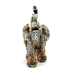 Elephant Statue, Lucky Elephant Statue Sculpture Wealth Figurine Gift Home Decoration (Rattan, Left)