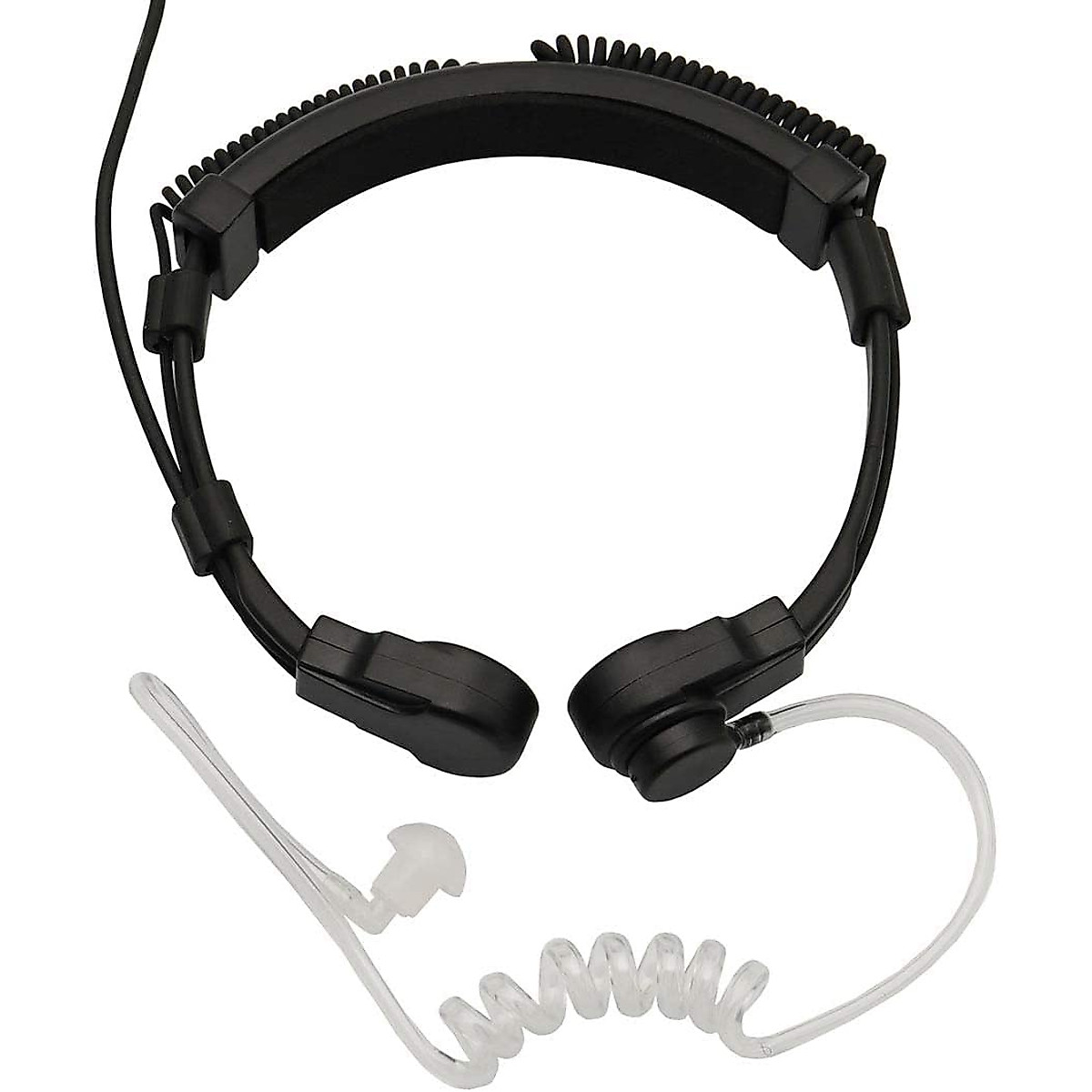 Flexible Throat Mic Microphone Covert Acoustic Tube Tactical Walkie Talkies Earpiece Headset with Finger PTT is Compatible with Midland LXT118 GXT1000VP4 LXT500VP3 LXT600VP3 LXT380 2-pin